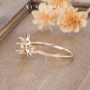 Antique Flower Engagement Ring Setting Vintage Yellow Gold Semi Mount ...