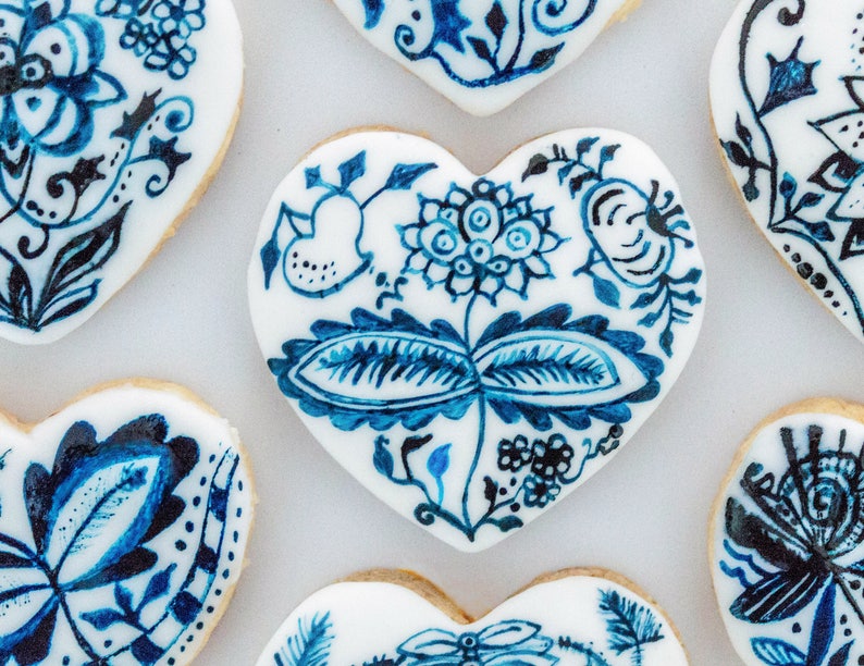 Hand-painted "porcelain" Heart Cookies Dairy-free Gluten-free - Etsy