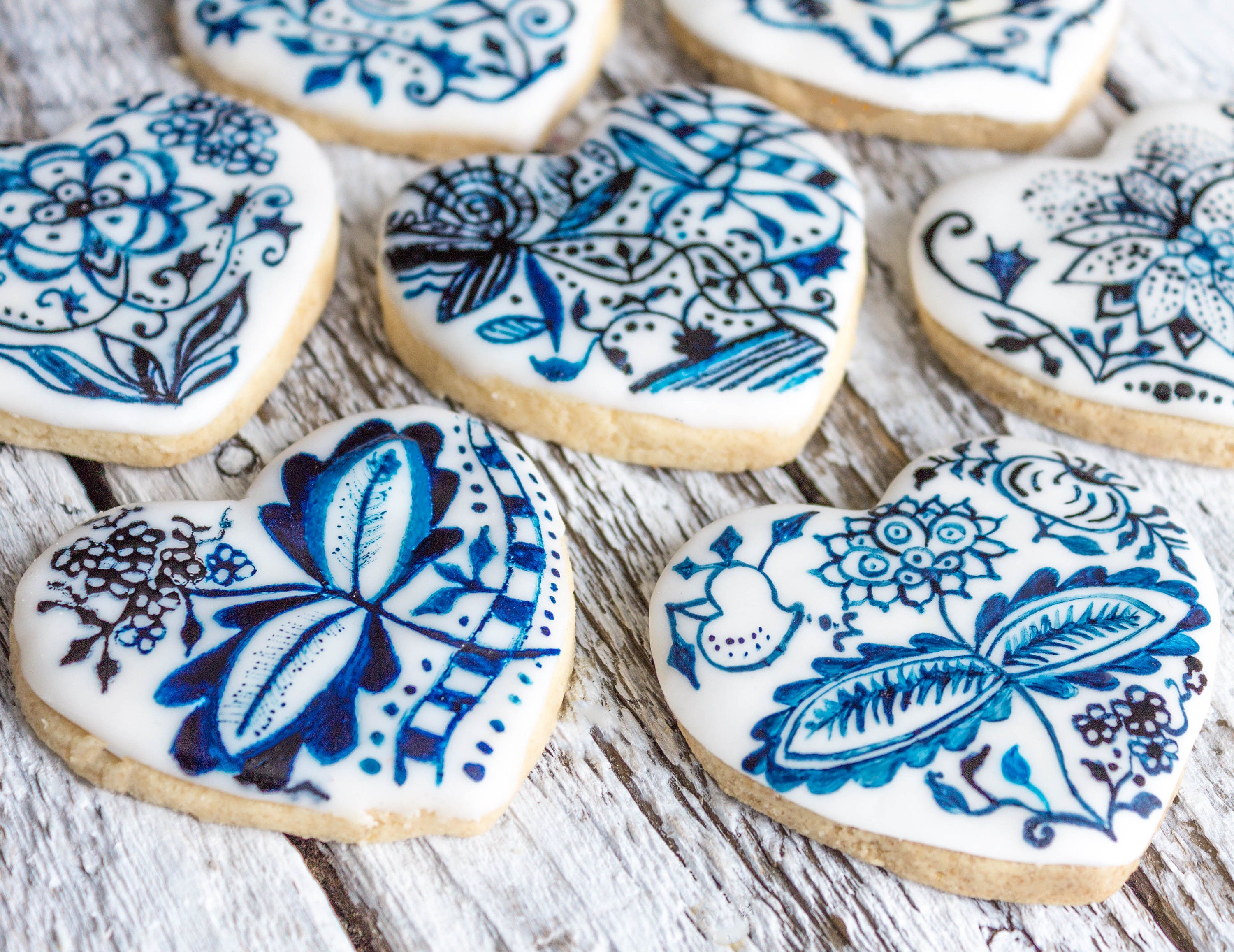 Hand-painted "porcelain" Heart Cookies Dairy-free Gluten-free - Etsy