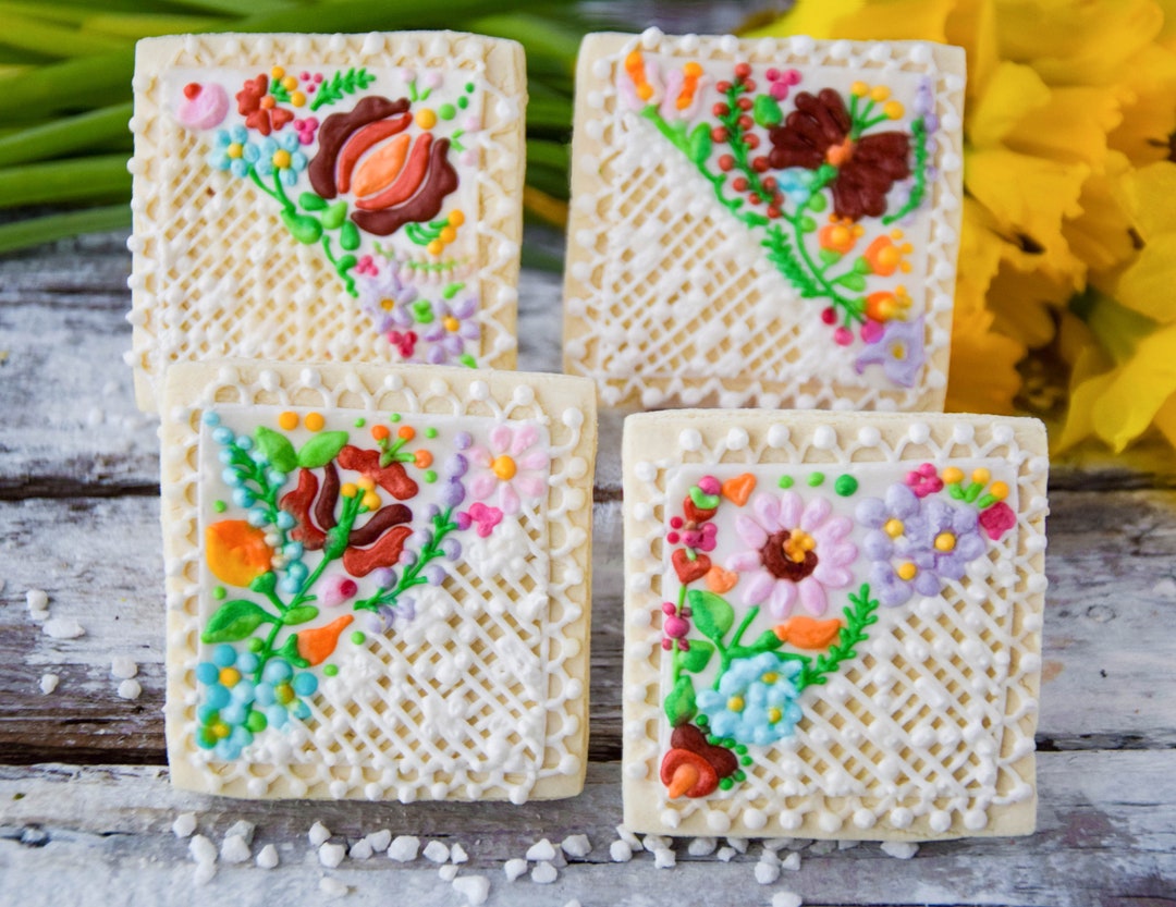 Floral Embroidery Tile Vegan Gluten-free Sugar Cookies - Etsy