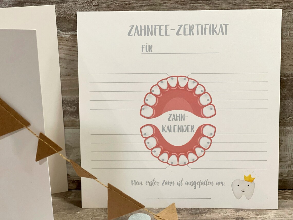 Post von der Zahnfee Karte mit Zertifikat / Zahnkalender - Etsy