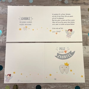 Post von der Zahnfee, Karte mit Zertifikat / Zahnkalender + Umschlag ...