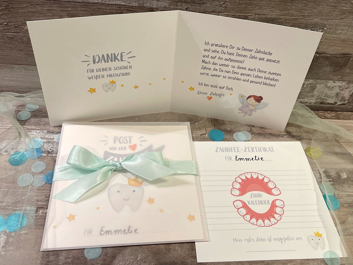 Post von der Zahnfee Karte mit Zertifikat / Zahnkalender - Etsy