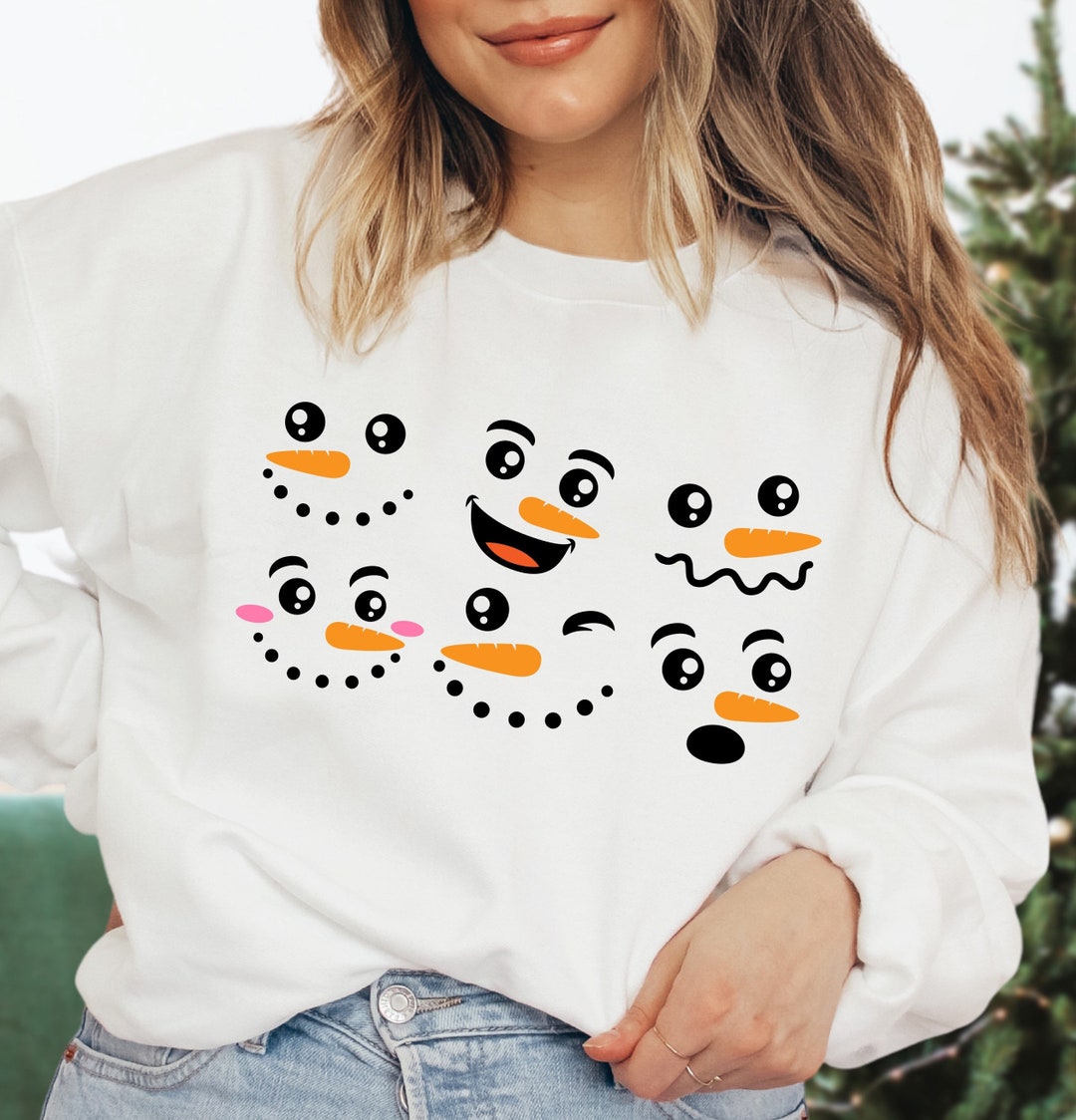 Snowman Face Sweatshirt, Snowmen Faces, Funny Christmas Sweatshirt ...