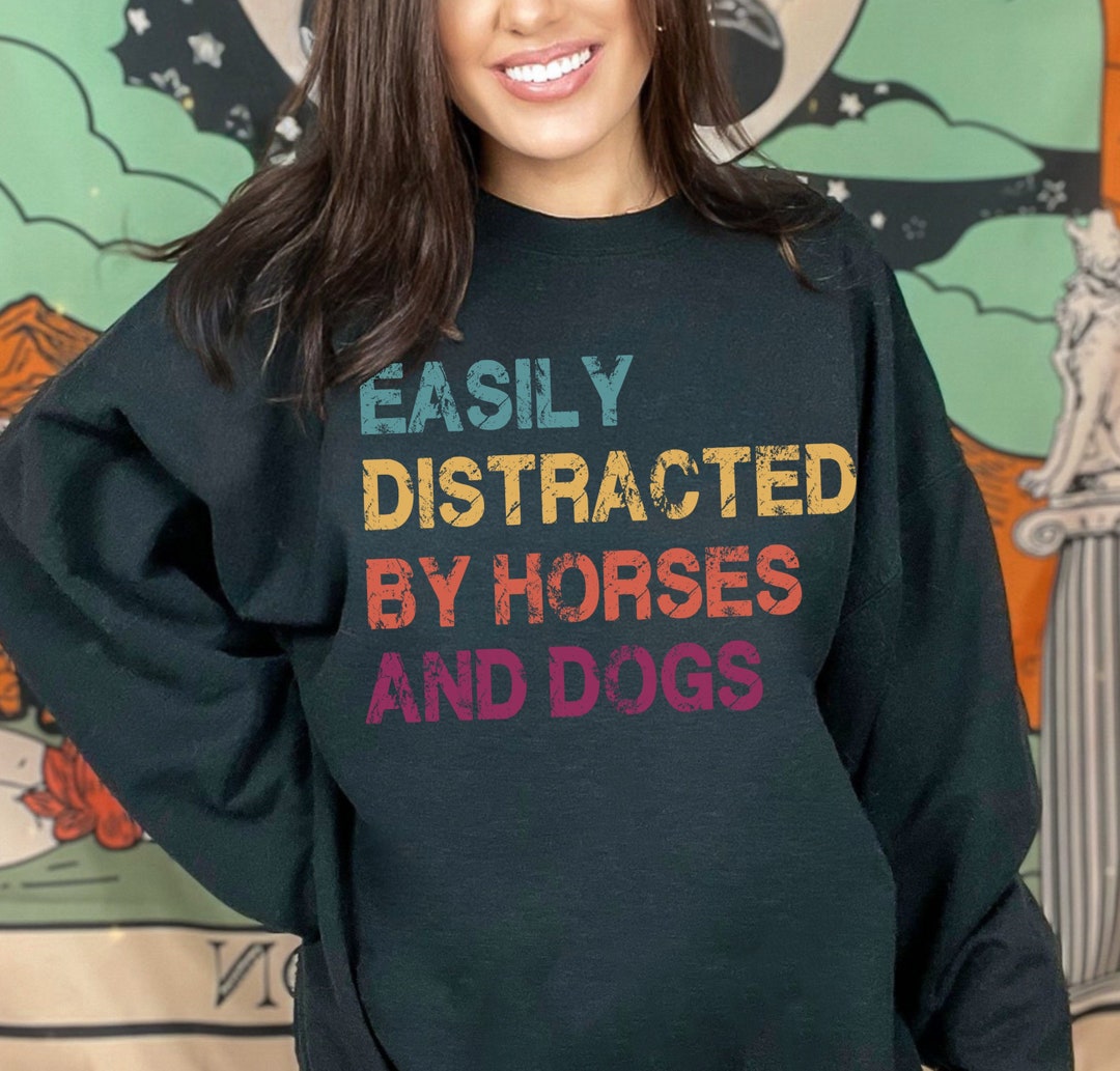 Horse Sweatshirt Horses and Dogs Farmer Sweatshirt Horses Sweater ...