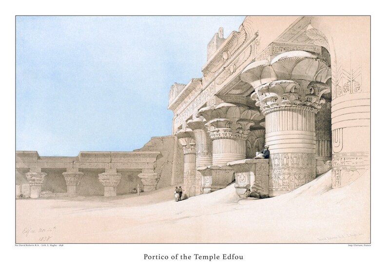Portico Temple of Edfou Egyptian Print Sketch Book Drawing Exploration ...