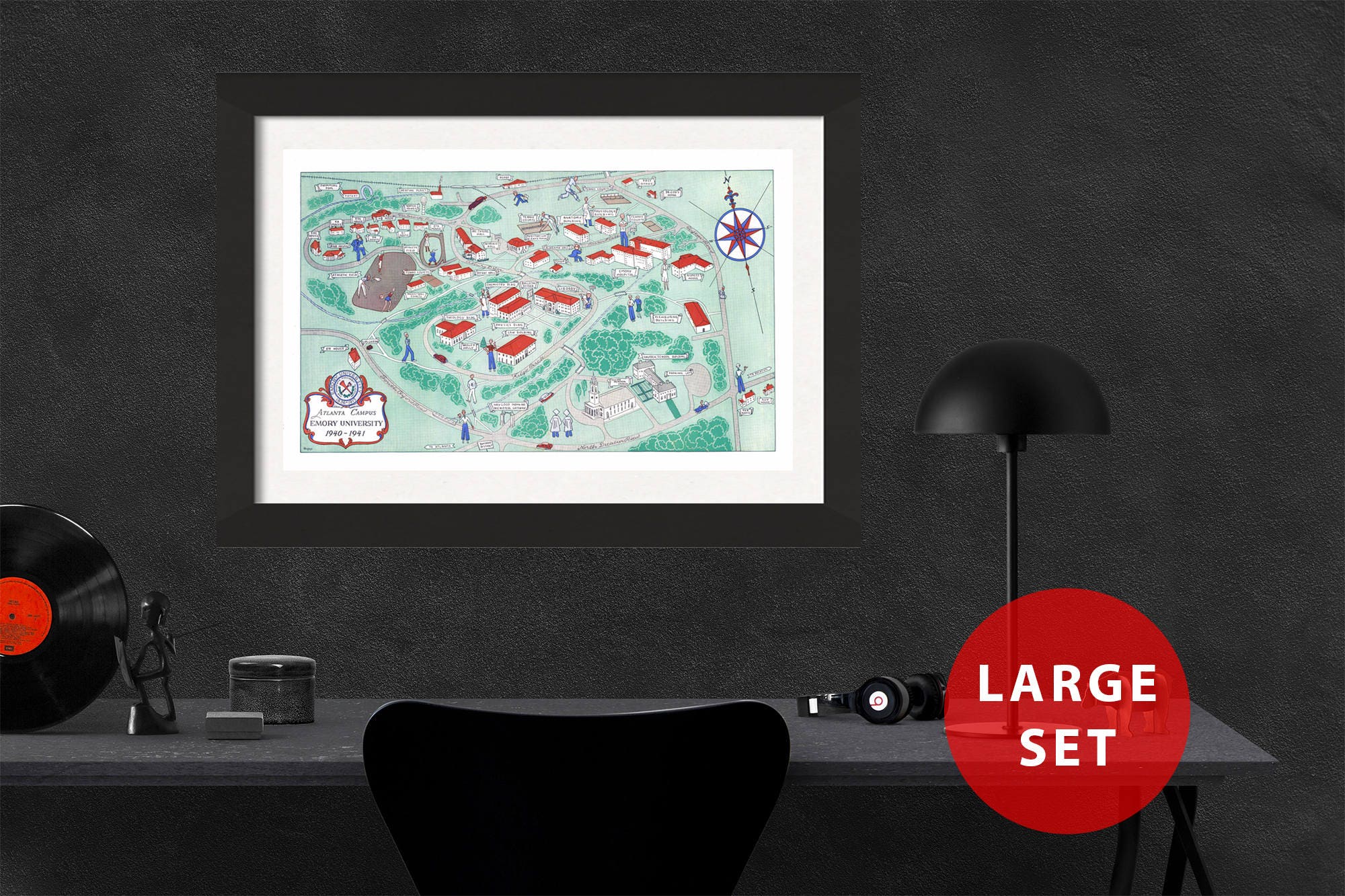 EMORY University Map ATLANTA GEORGIA Vintage Wall Art Campus - Etsy