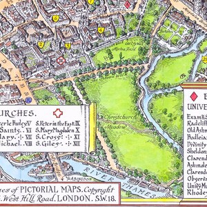 OXFORD University Map ENGLAND Vintage Wall Art Campus - Etsy