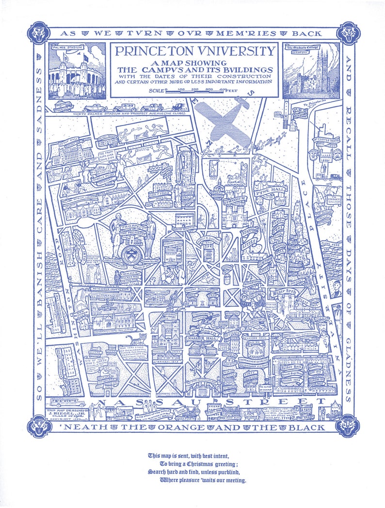 PRINCETON University Map NEW JERSEY Vintage Wall Art Campus - Etsy