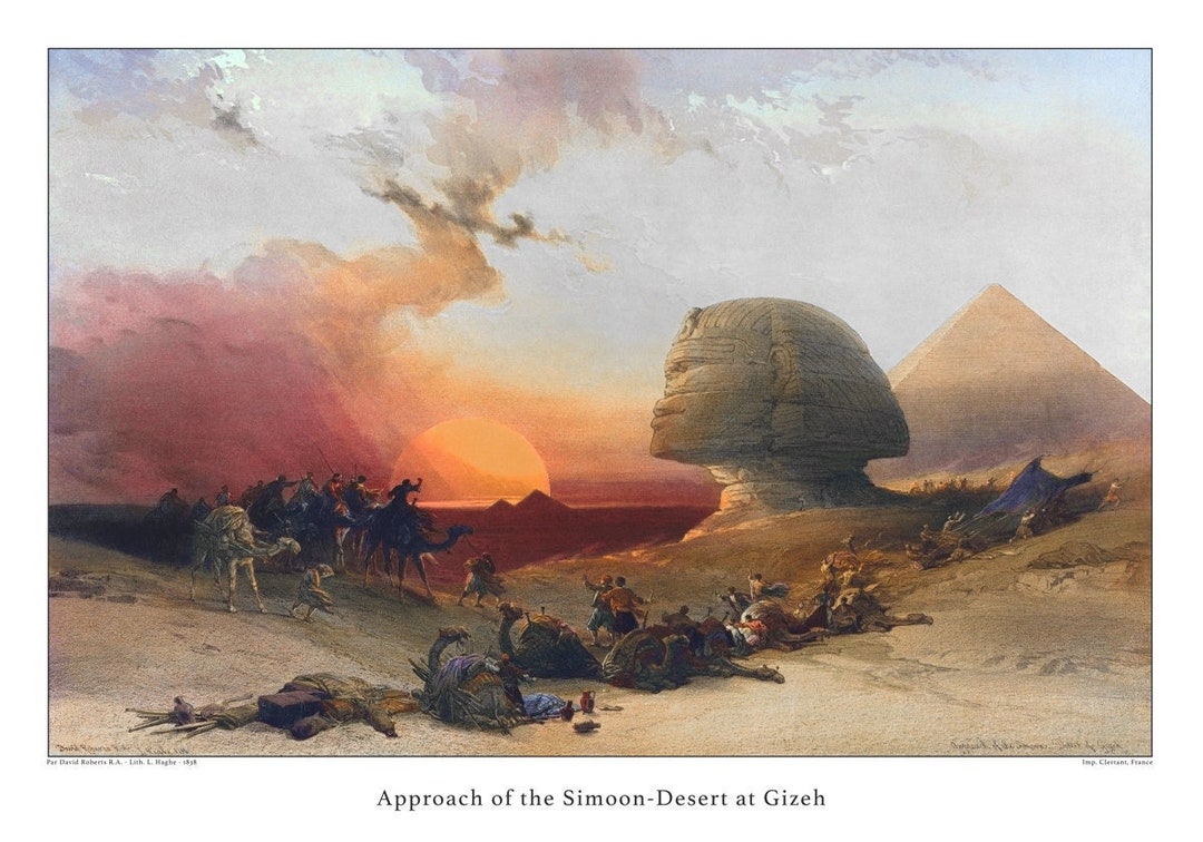 Approach of the Simoon Desert at Gizeh Egyptian Print Sketch Book ...