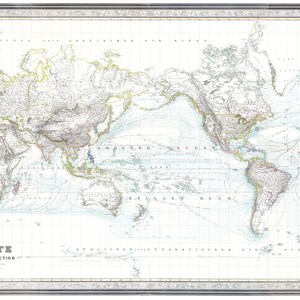 World Map Wall Art 1856 Sailling Adventure, World Discovery, Regions Geography Atlas Antique - Etsy