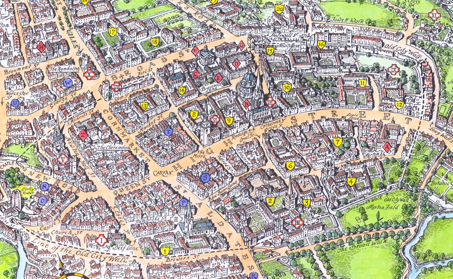 OXFORD University Map ENGLAND Vintage Wall Art Campus - Etsy