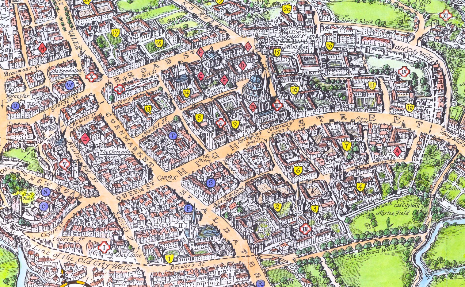 OXFORD University Map ENGLAND Vintage Wall Art Campus - Etsy