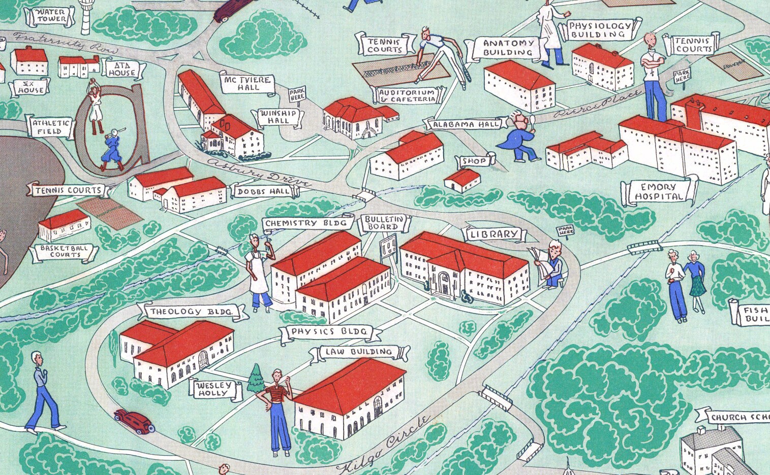 EMORY University Map ATLANTA GEORGIA Vintage Wall Art Campus - Etsy