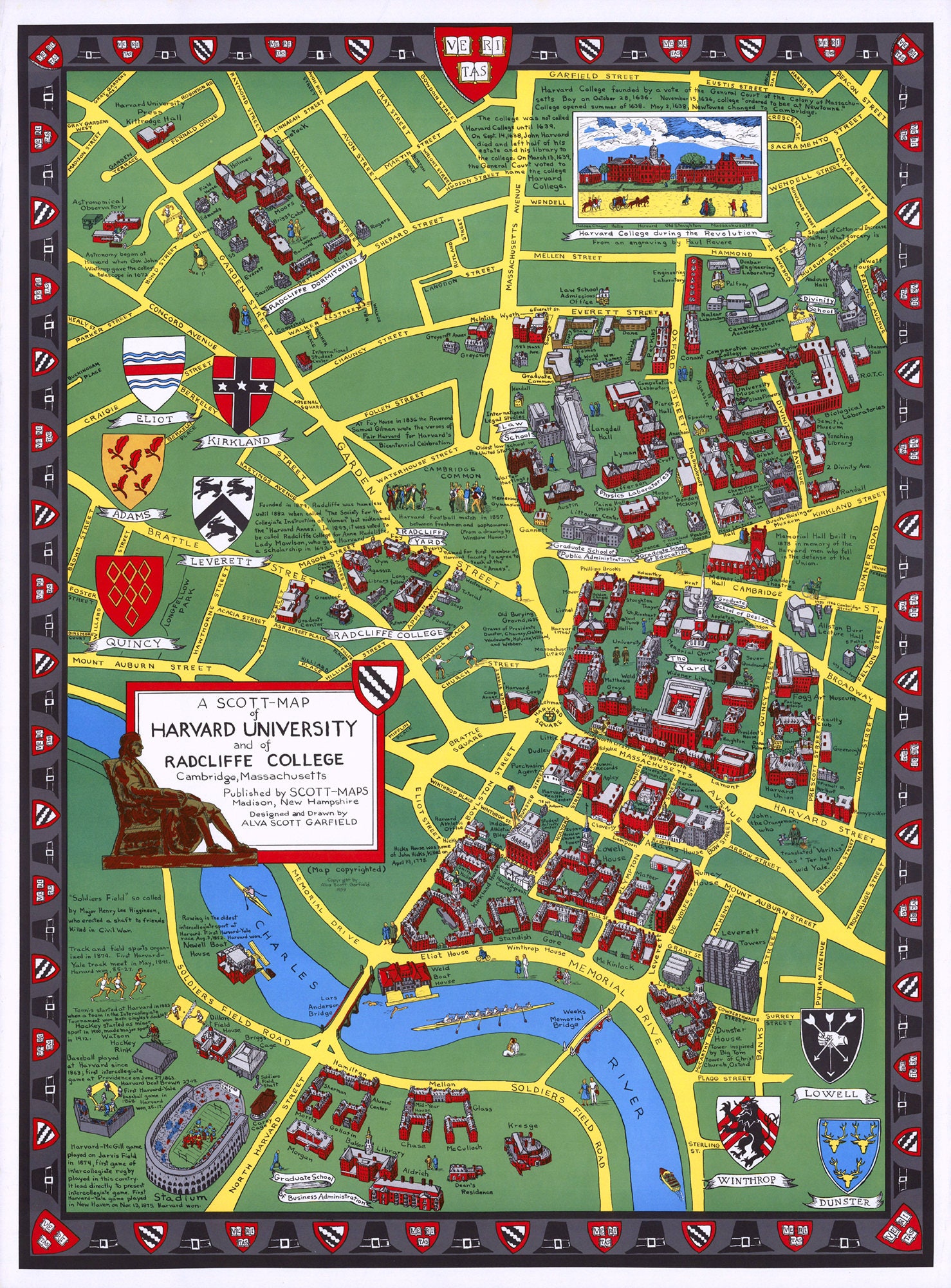 HARVARD University Map CAMBRIDGE Vintage Wall Art Campus - Etsy