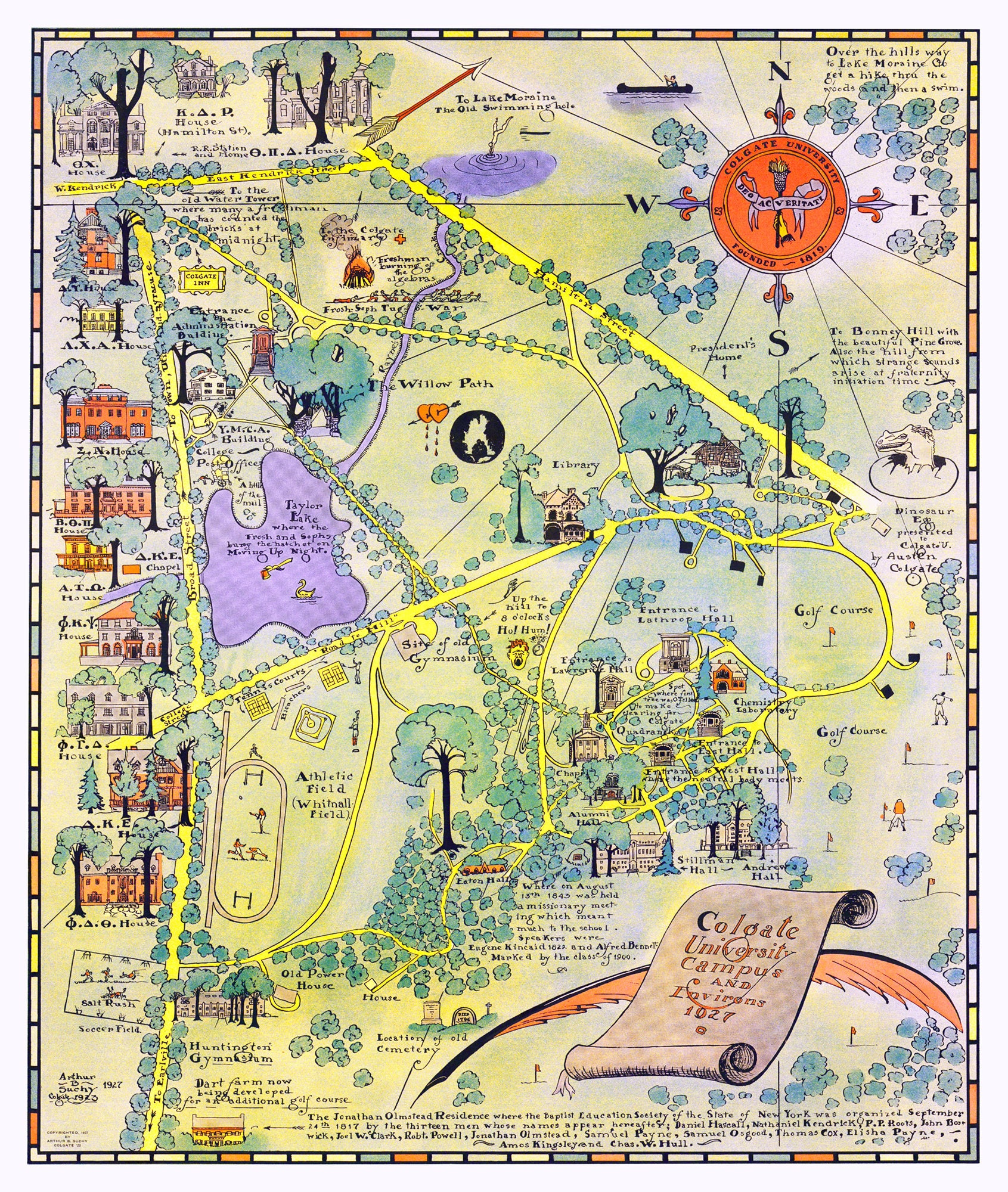 COLGATE University Map HAMILTON NY Vintage Wall Art Campus - Etsy UK
