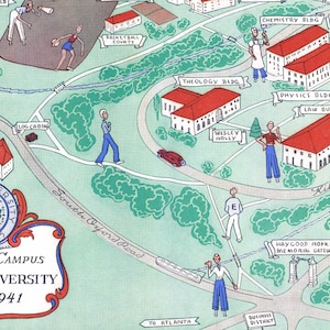 EMORY University Map ATLANTA GEORGIA Vintage Wall Art Campus - Etsy