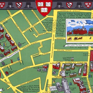HARVARD University Map CAMBRIDGE Vintage Wall Art Campus - Etsy