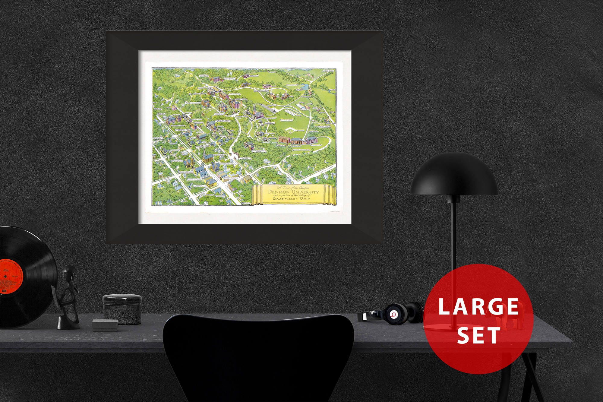 DENISON University Map GRANVILLE OHIO Vintage Wall Art Campus - Etsy