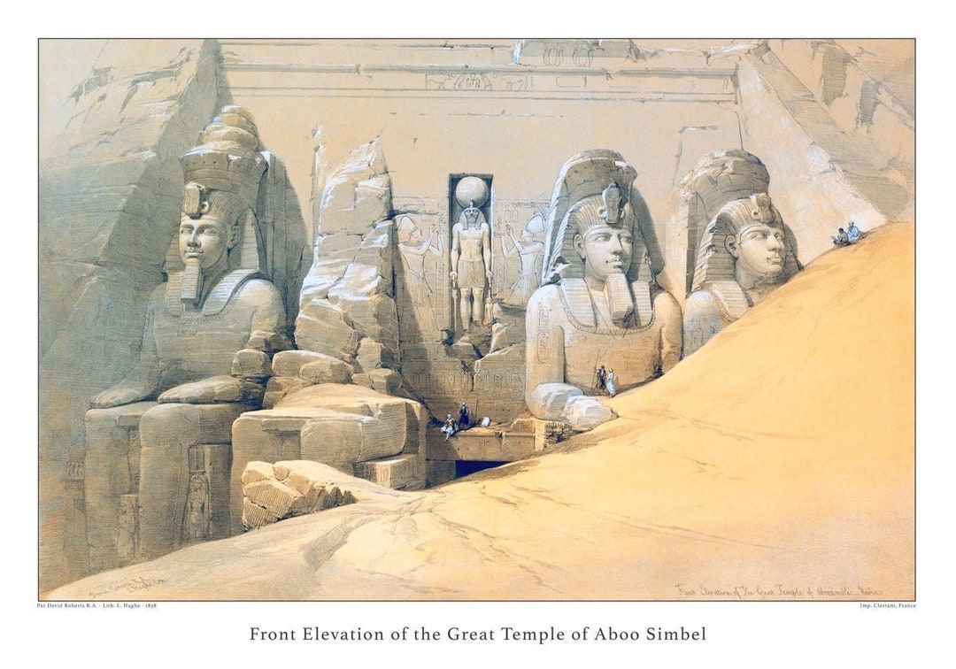 Front Elevation of the Great Temple of Aboo Simbel Egyptian Print ...