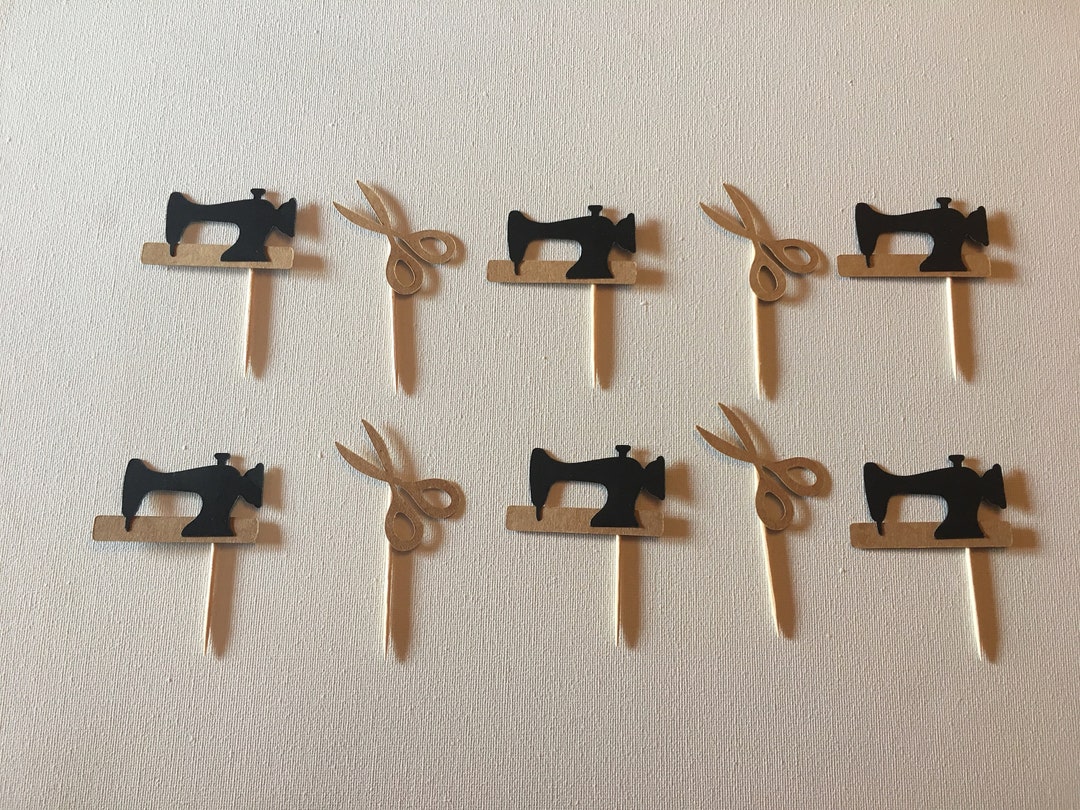 Cake Topper Set of 10 Sewing Machine and Scissors - Etsy