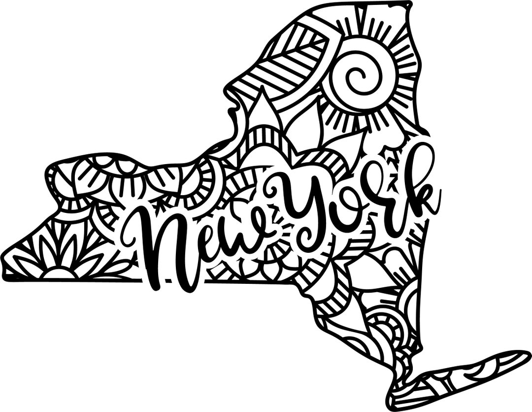 New York State Shape Mandala Zentangle Counted Cross Stitch Pattern ...