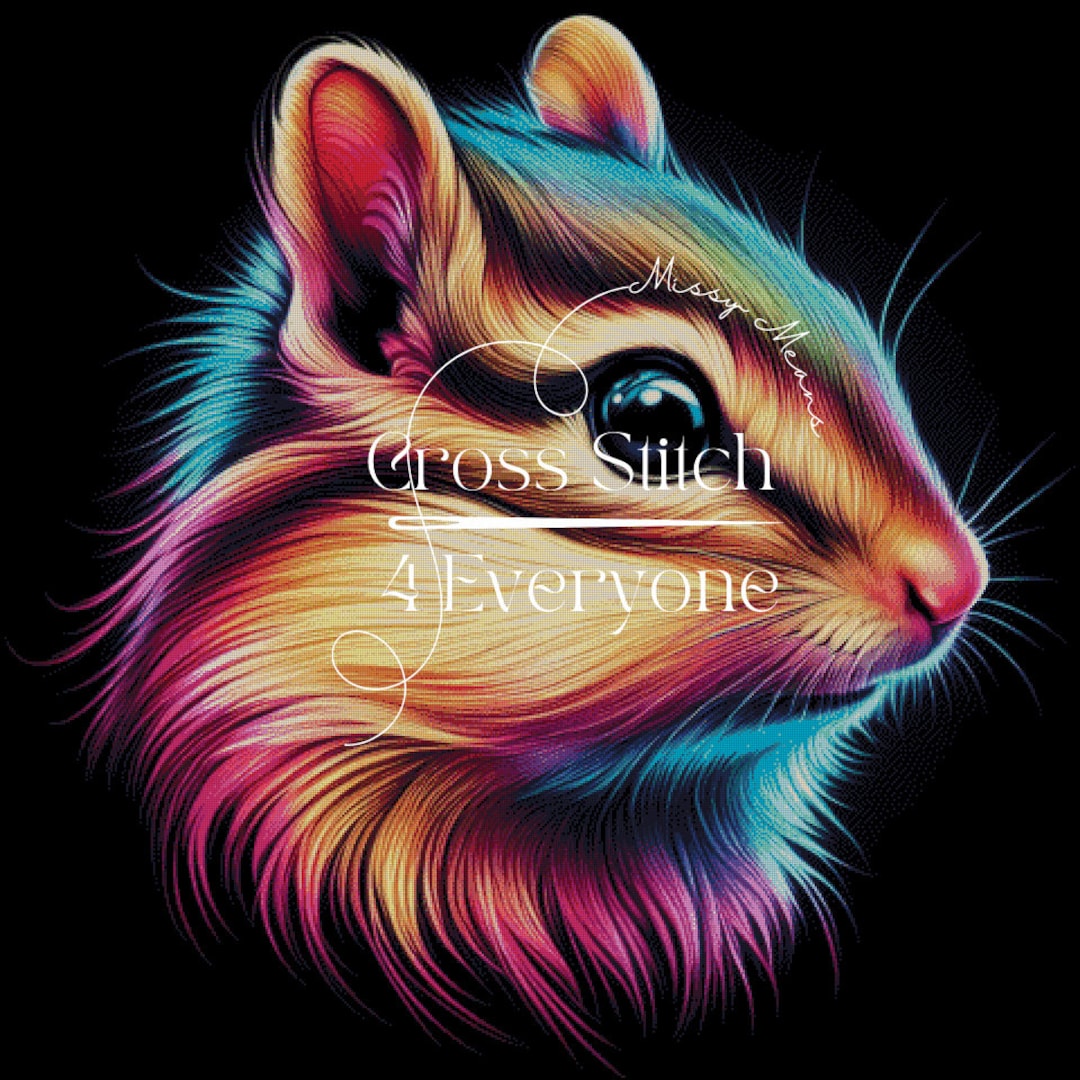 A Colorful Chipmunk in Neon Colors Wildlife Counted Cross Stitch ...