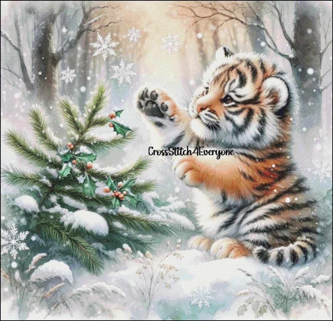 Winter Animals Cross Stitch Patterns: Tiger, Bear, Wolf, Lion Cub ...