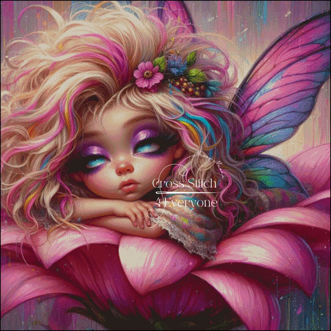 Faerie Girl Sleepy Eyes Cross Stitch Pattern (digital PDF) - Etsy