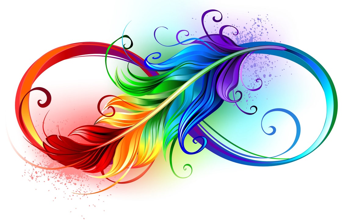 Rainbow Colored Infinity Symbol Feather Counted CROSS STITCH PATTERN ...