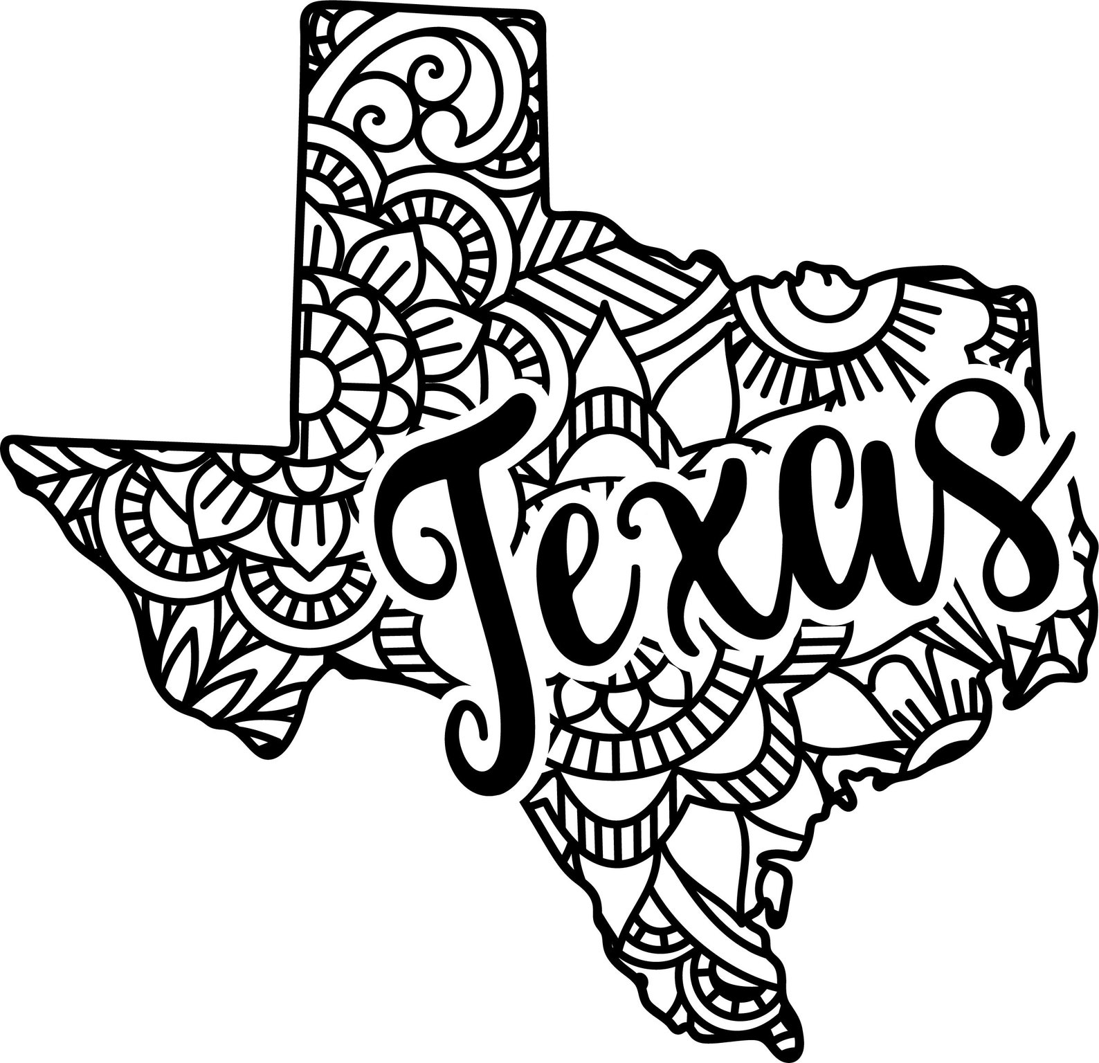 Texas State Shape Mandala Zentangle Counted Cross Stitch - Etsy
