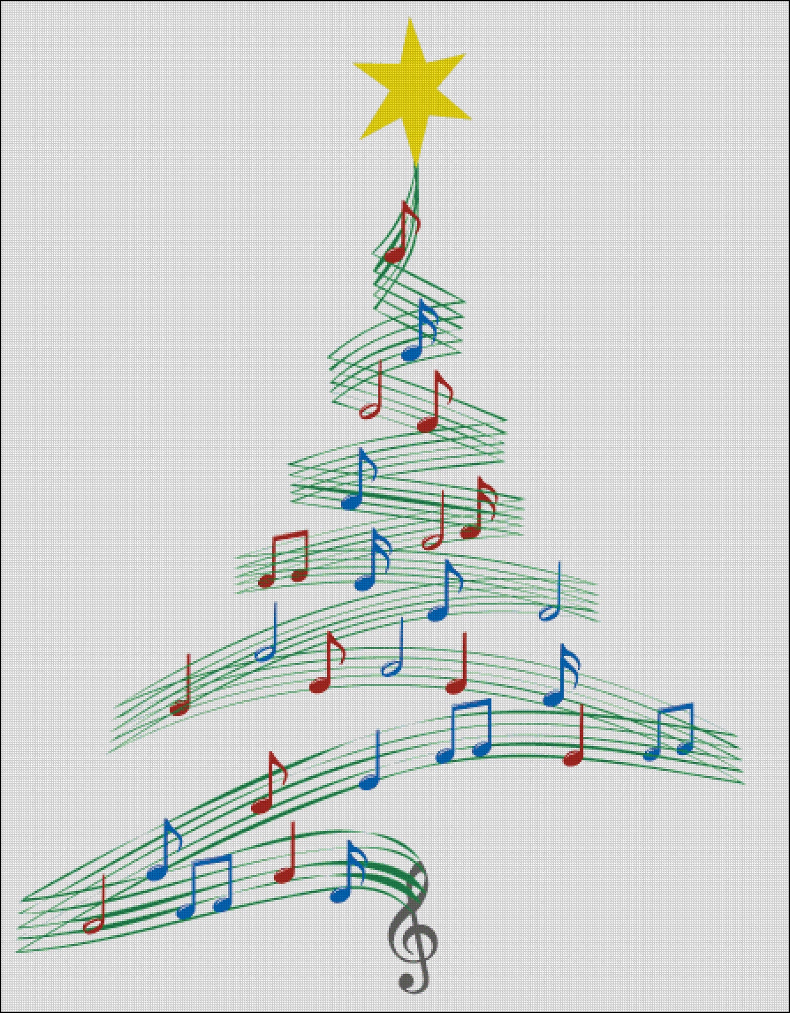 Musical Notes Christmas Tree Counted Cross Stitch Pattern - Etsy