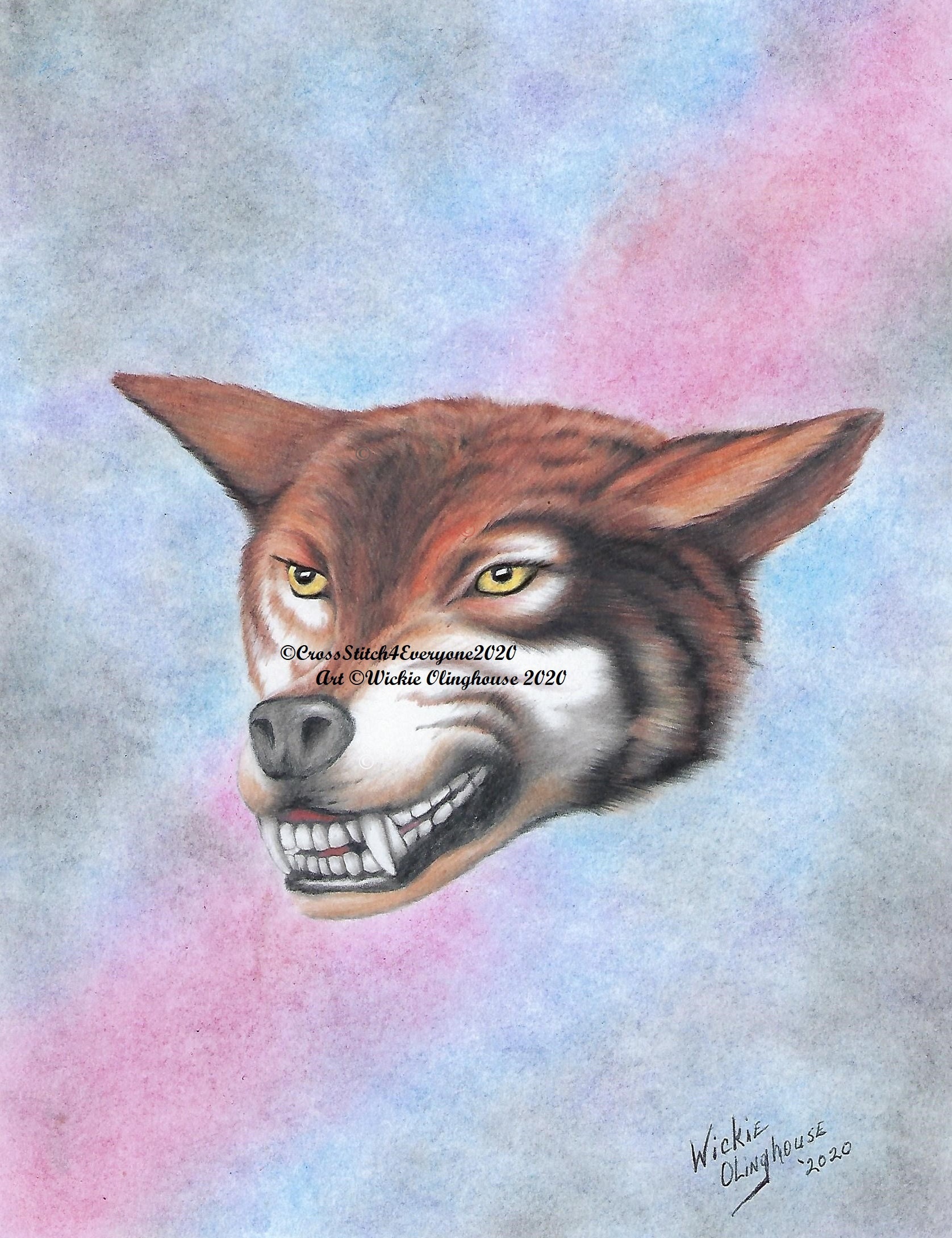 Snarling Red Wolf