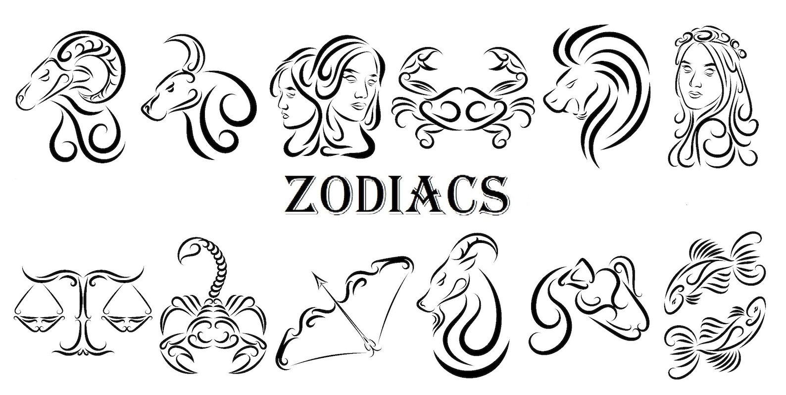 Zodiac Signs Birth Month All 12 Digital Counted Cross Stitch Pattern ...