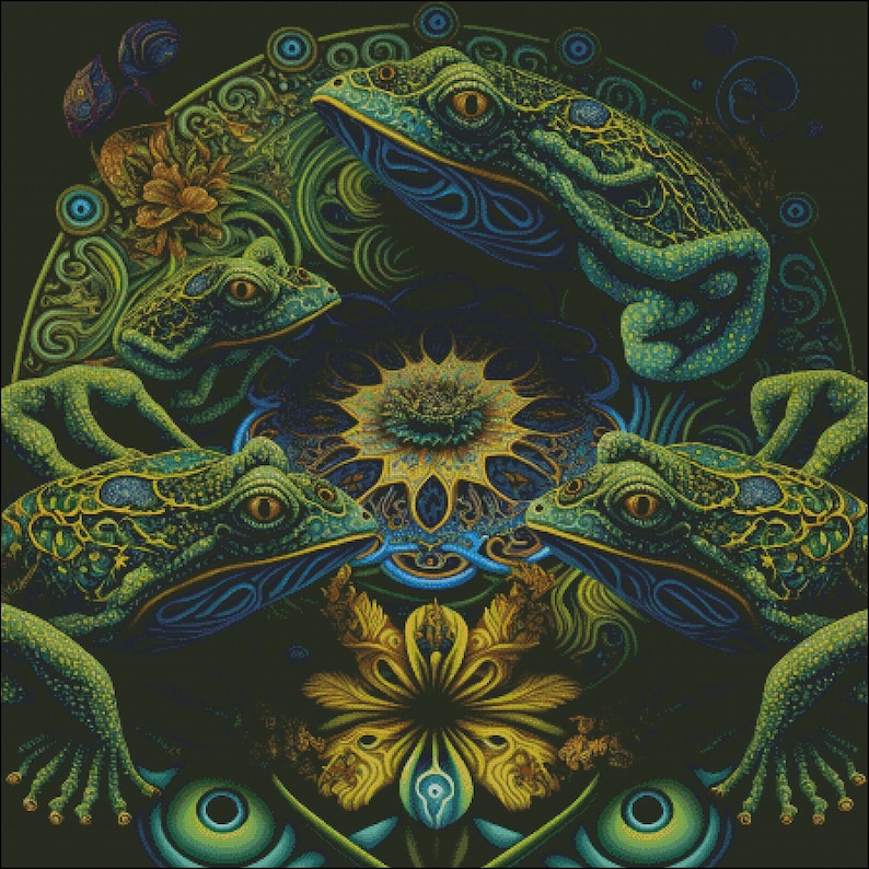 Four Frogs Super Cool Counted Cross Stitch Pattern Digital Pdf - Etsy