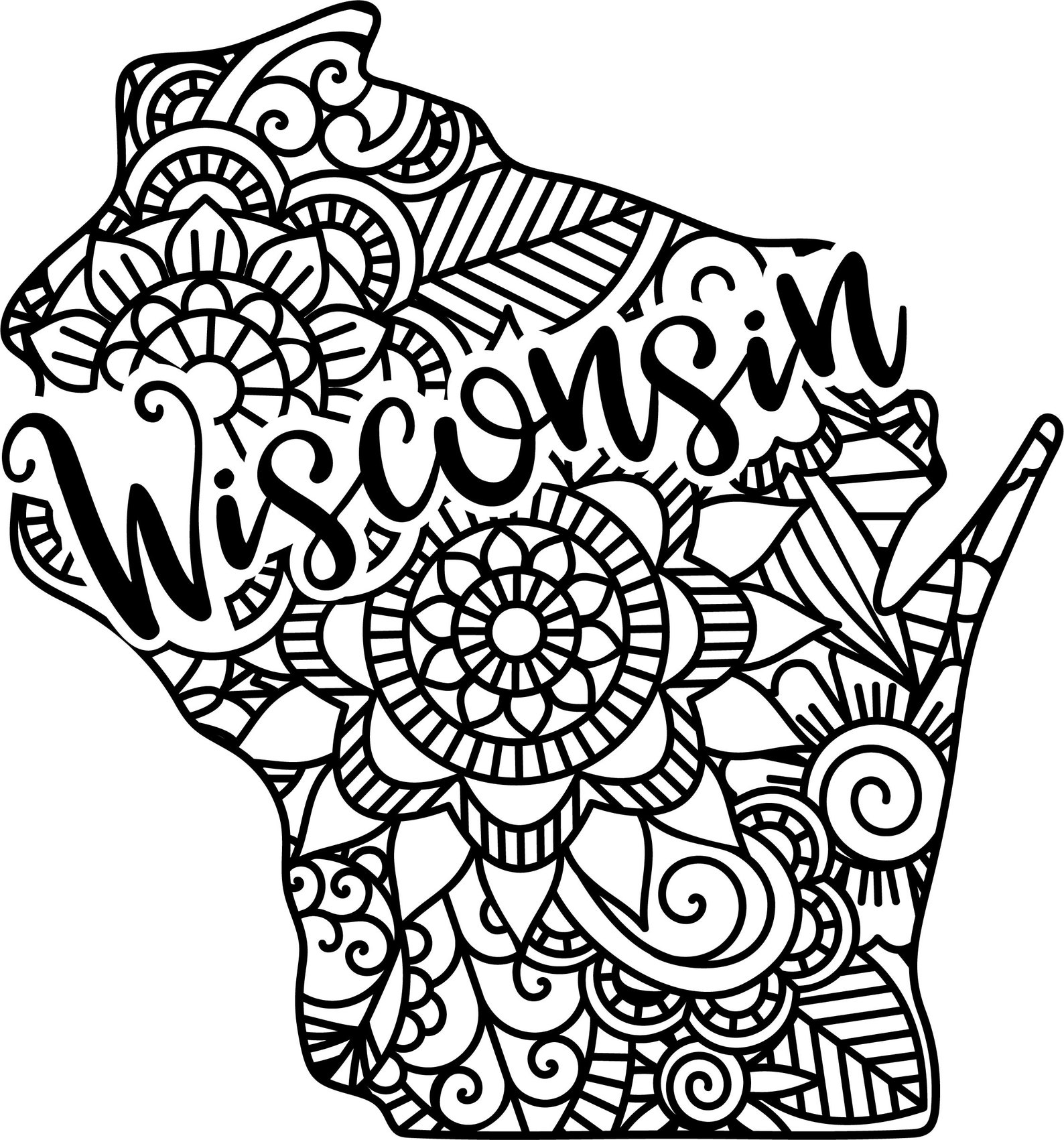 Wisconsin State Shape Mandala Zentangle Counted Cross Stitch - Etsy