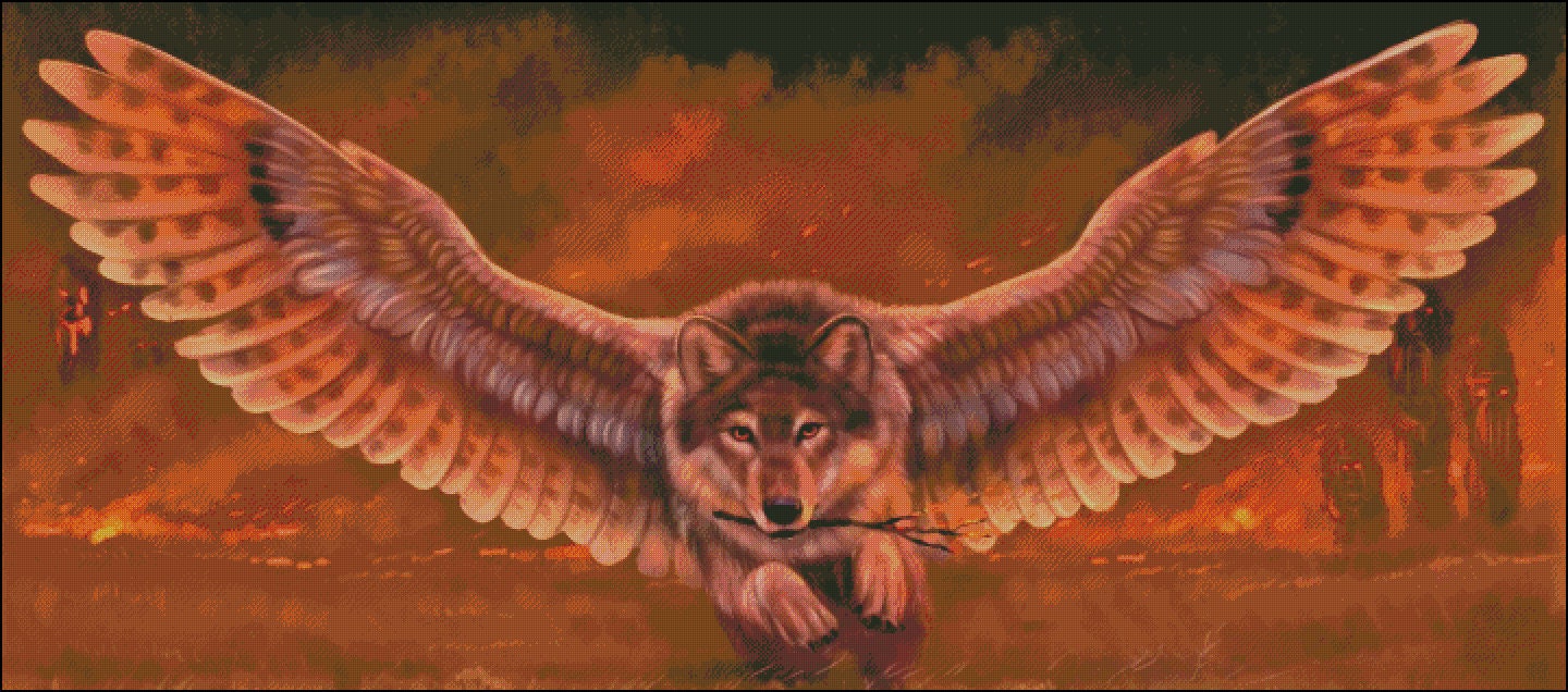 Fantasy Winged Wolf Drawing