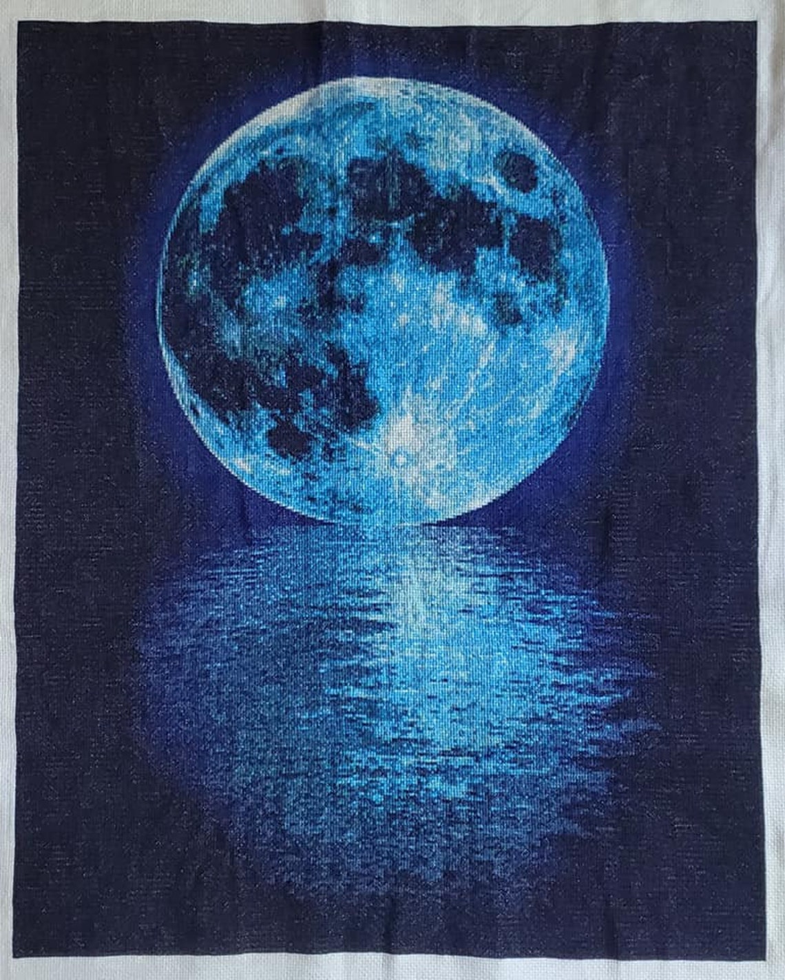 Full Blue Super Moon Counted Cross Stitch Pattern | Etsy