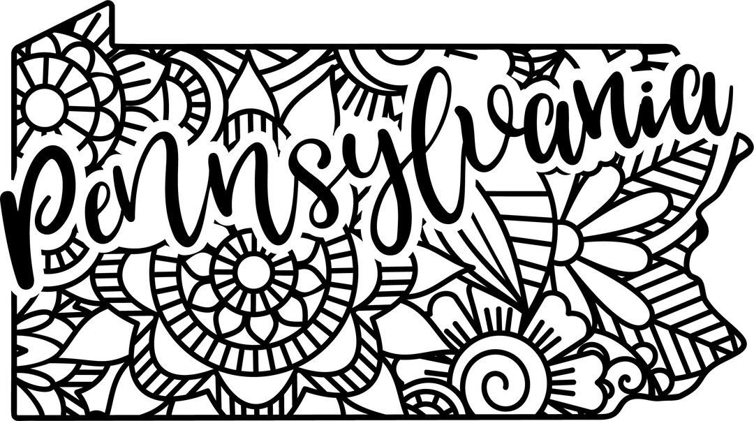 Pennsylvania State Shape Mandala Zentangle Counted Cross Stitch Pattern ...