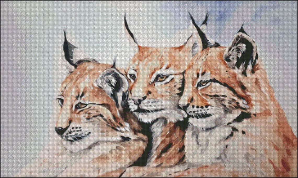 Lynx Cats Wildlife Counted Cross Stitch Pattern - Etsy