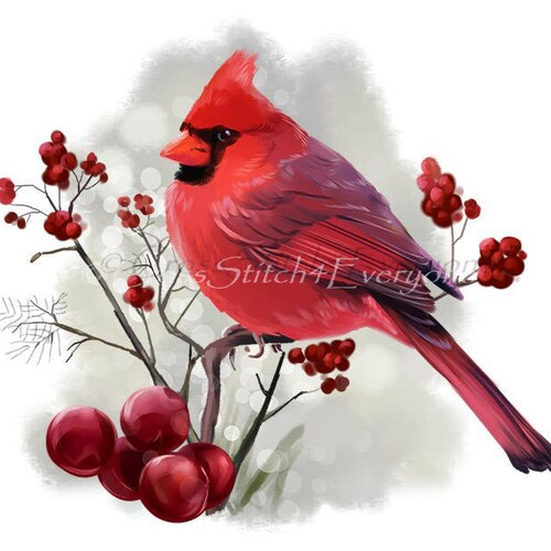 Red Cardinal Bird Cross Stitch Pattern Easy Cross Stitch - Etsy