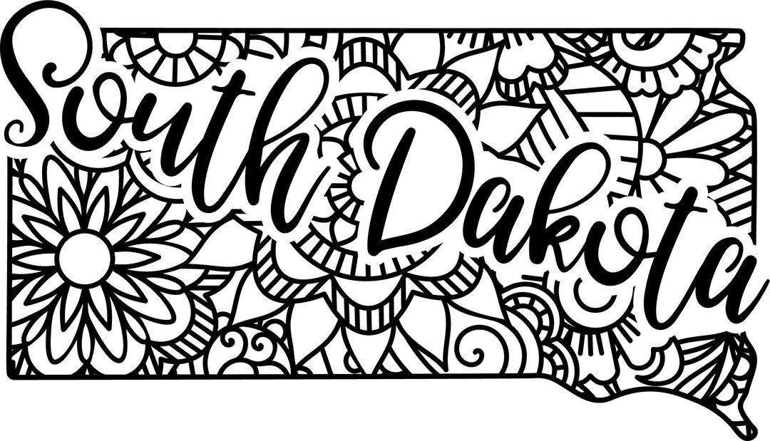 South Dakota State Shape Mandala Zentangle Counted Cross Stitch Pattern ...