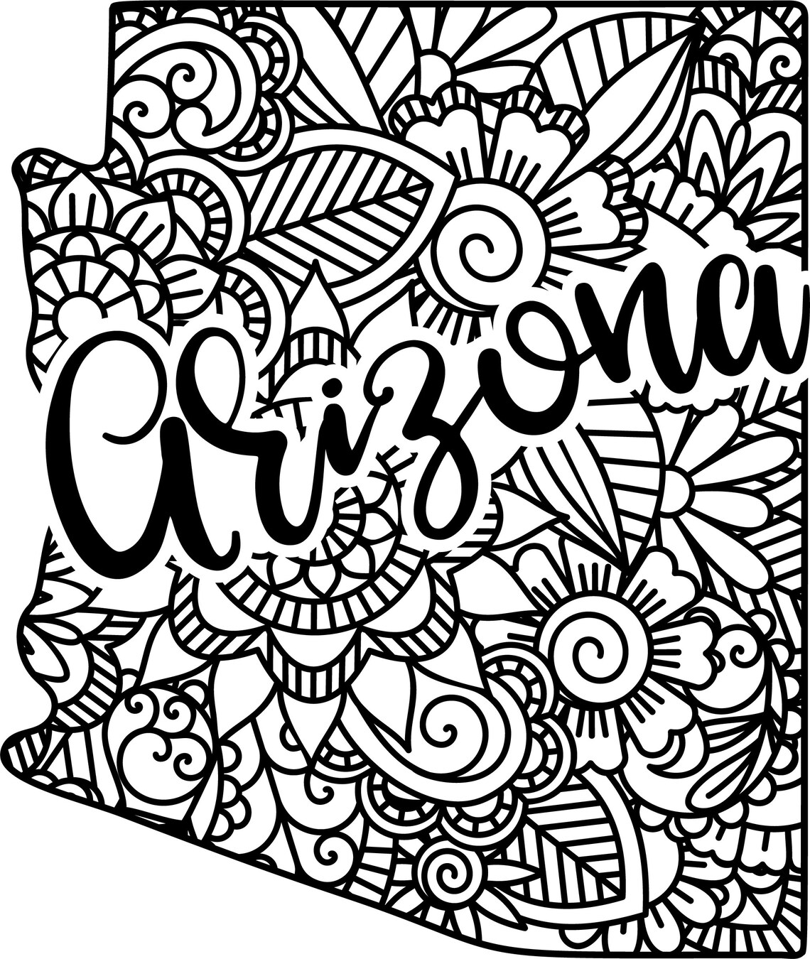 Arizona State Shape Mandala Zentangle Counted Cross Stitch - Etsy