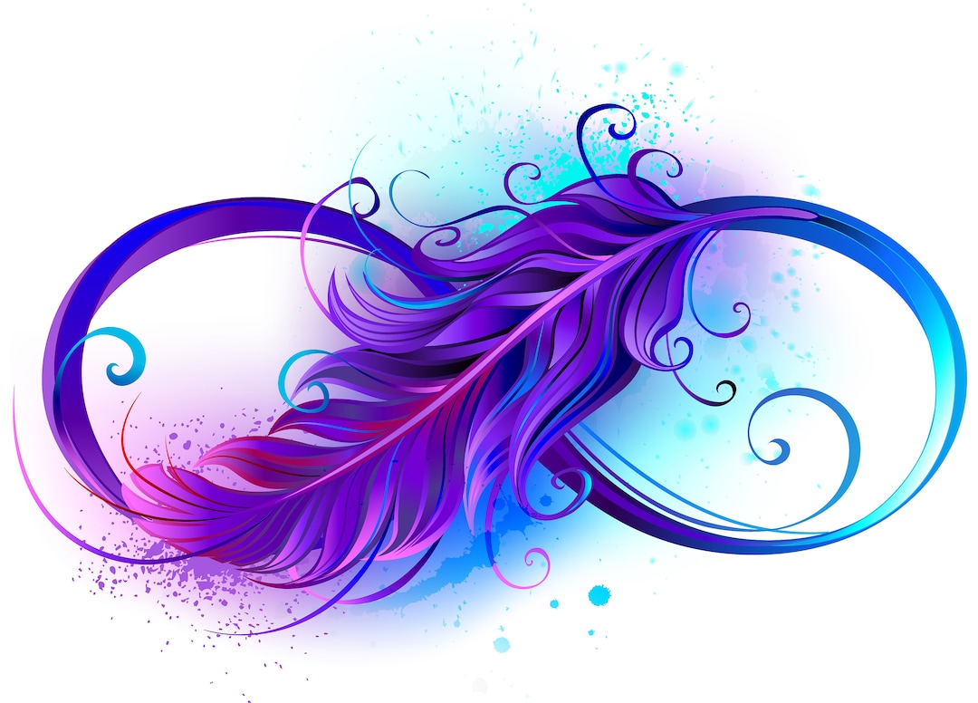 Indigo Purple Colored Infinity Symbol Feather Counted Cross Stitch ...