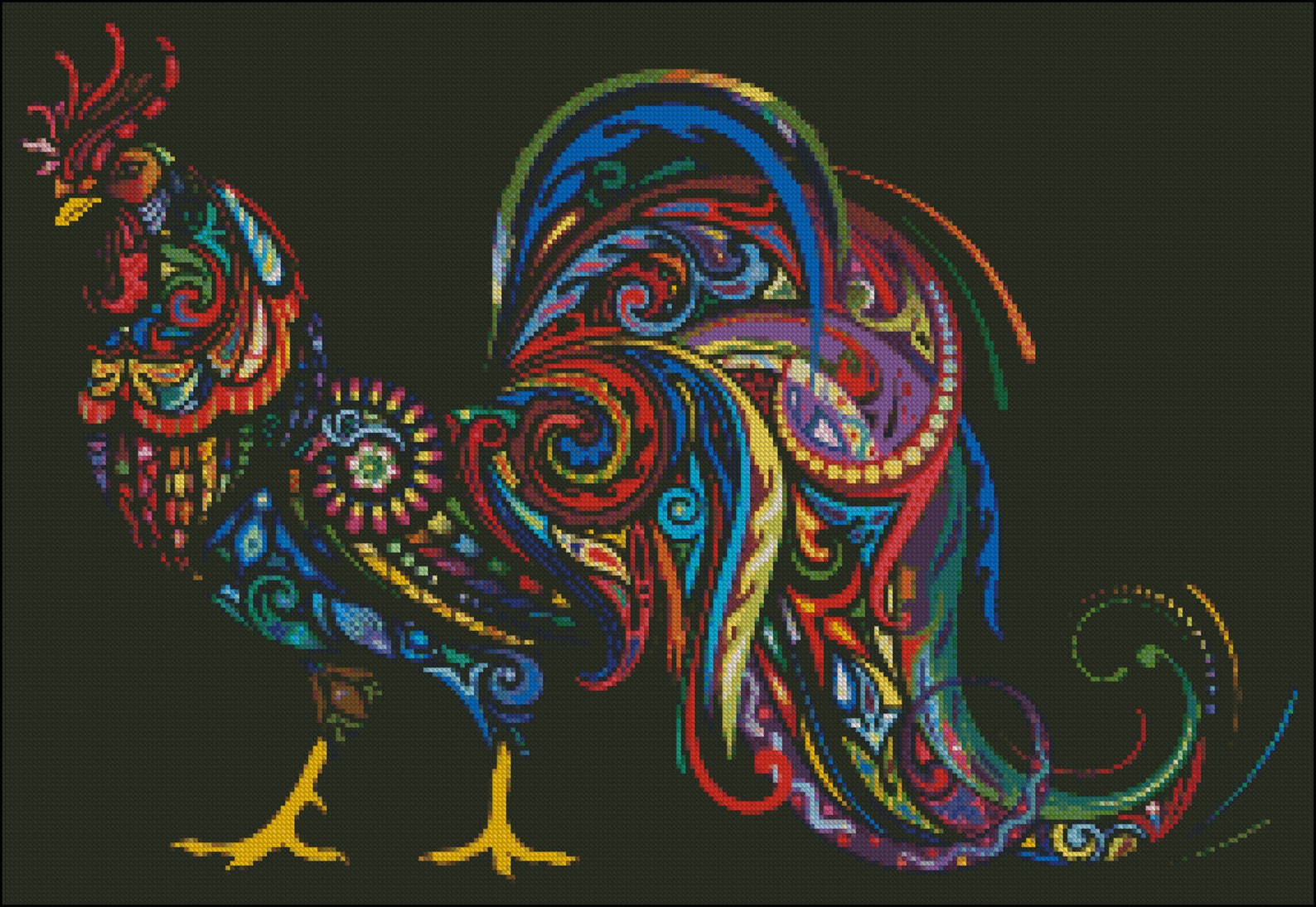Abstract Rooster Zentangle Chicken Farmyard Country Counted Cross ...
