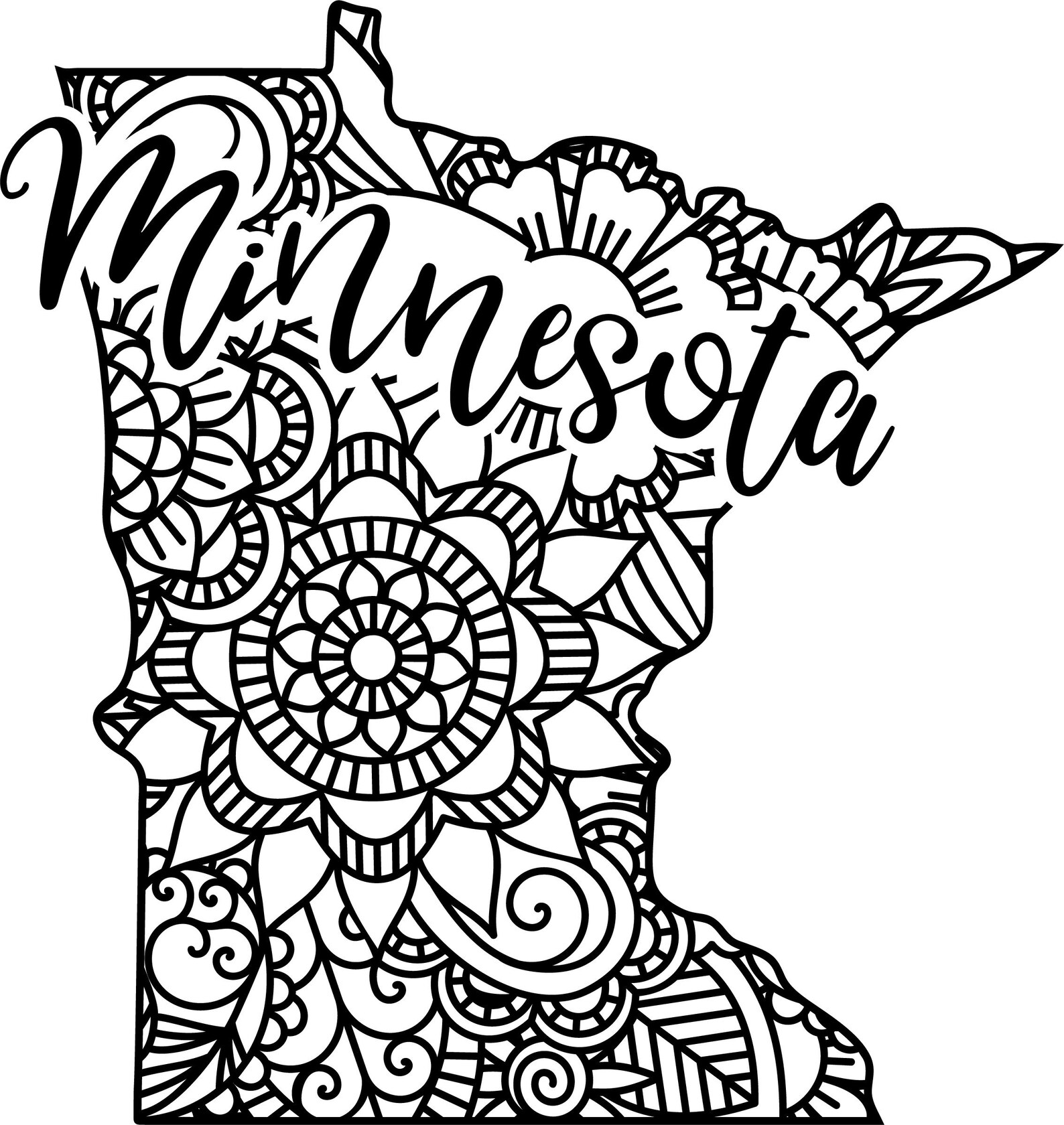 Minnesota State Shape Mandala Zentangle Counted Cross Stitch Pattern ...