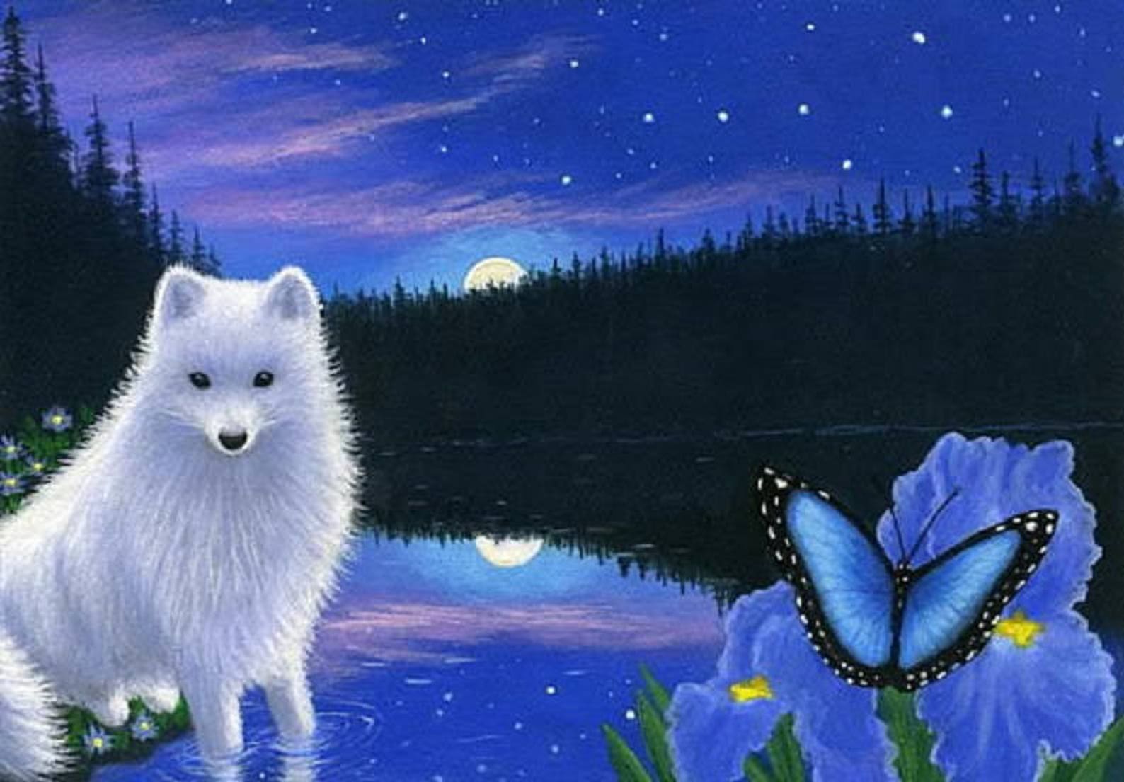 White Fox Big Dipper Stars Butterfly Counted Cross Stitch - Etsy