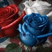 Patriotic Roses Red White Blue Rose and Flag Counted Cross Stitch ...