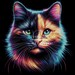 A Colorful Tortoiseshell Calico Cat in Neon Colors Counted Cross Stitch ...