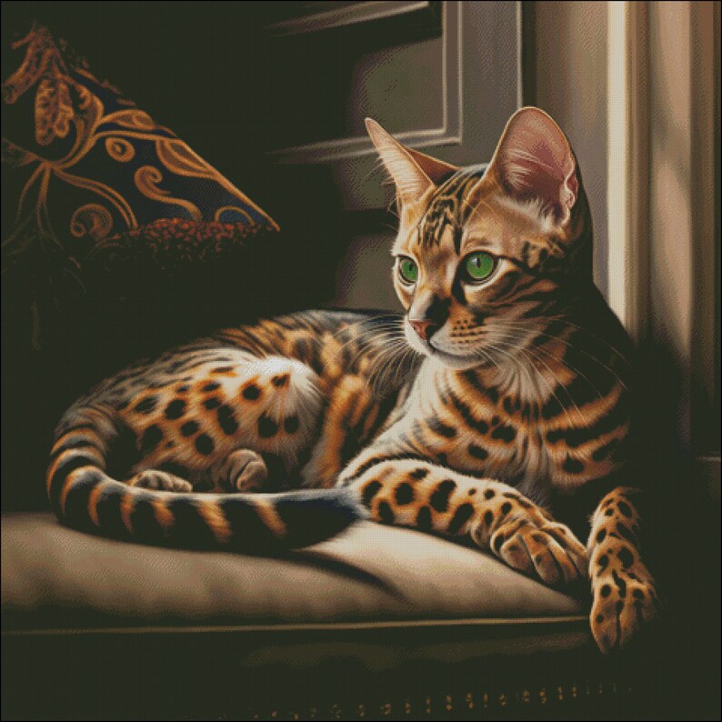 Bengal Cat in the Sunshine Counted Cross Stitch Pattern - Etsy